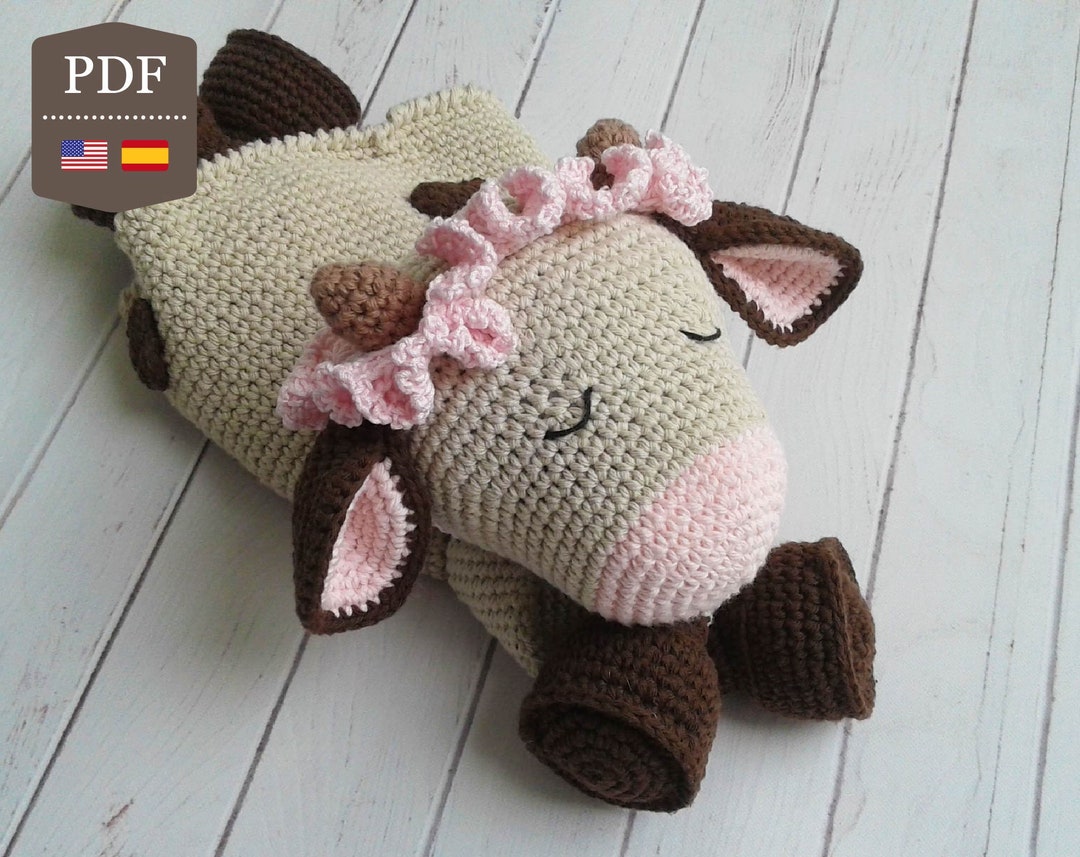 Crochet Pattern Lovey Cow Blanket Allegra the Cow Comforter - Etsy