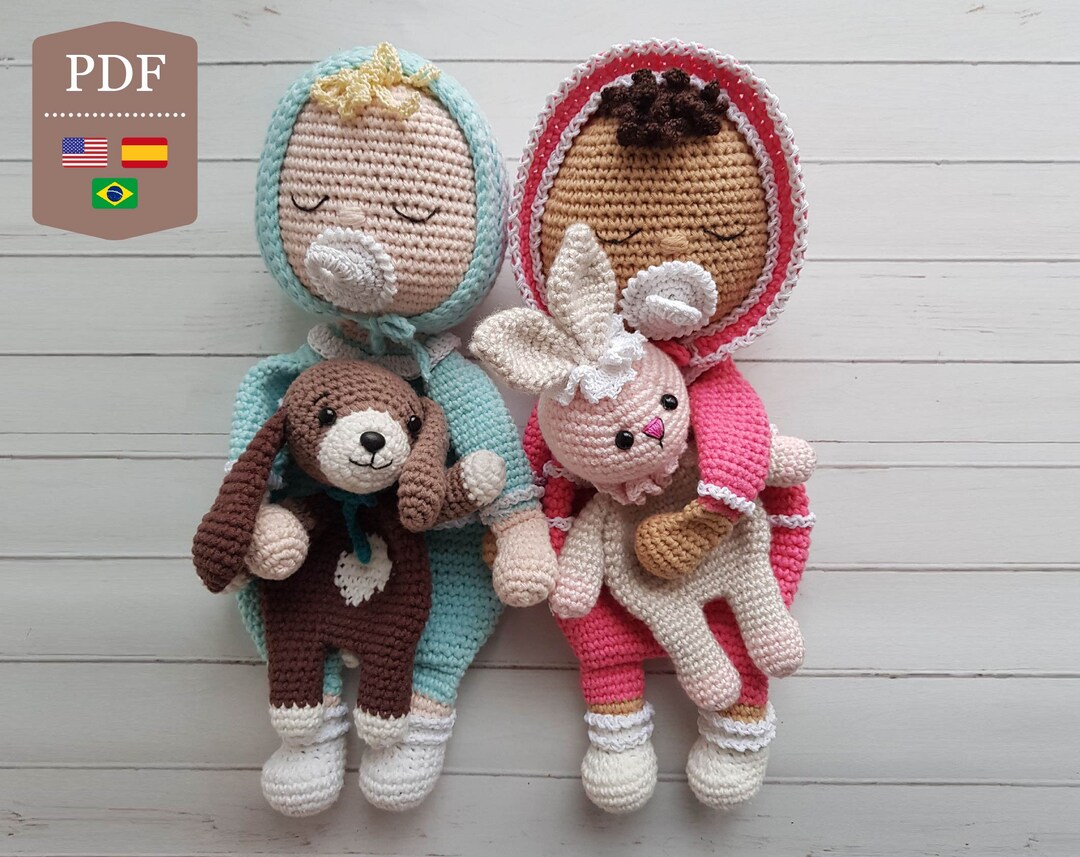 Crochet Pattern, Amigurumi Lovey Baby Twins With Pets, 2x1 Patterns ...