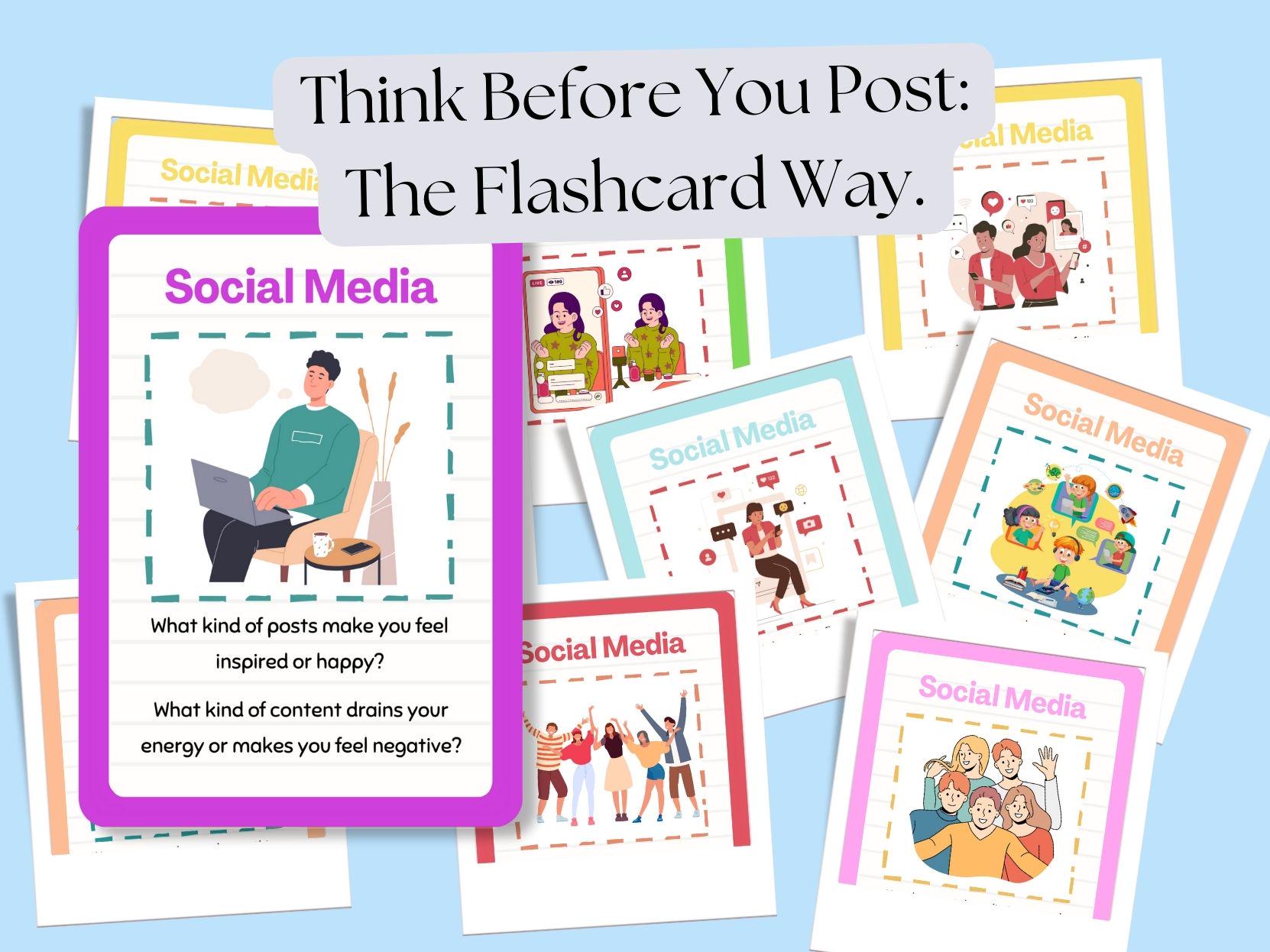 Printable Social Media Reflection Cards for Teens Focused Flashcards ...