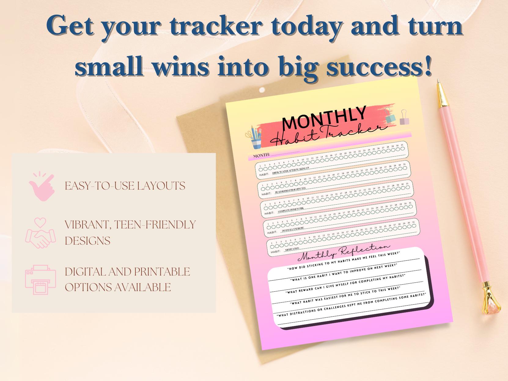 Digital Weekly Planner Printable Monthly Habit Tracker PDF Student ...