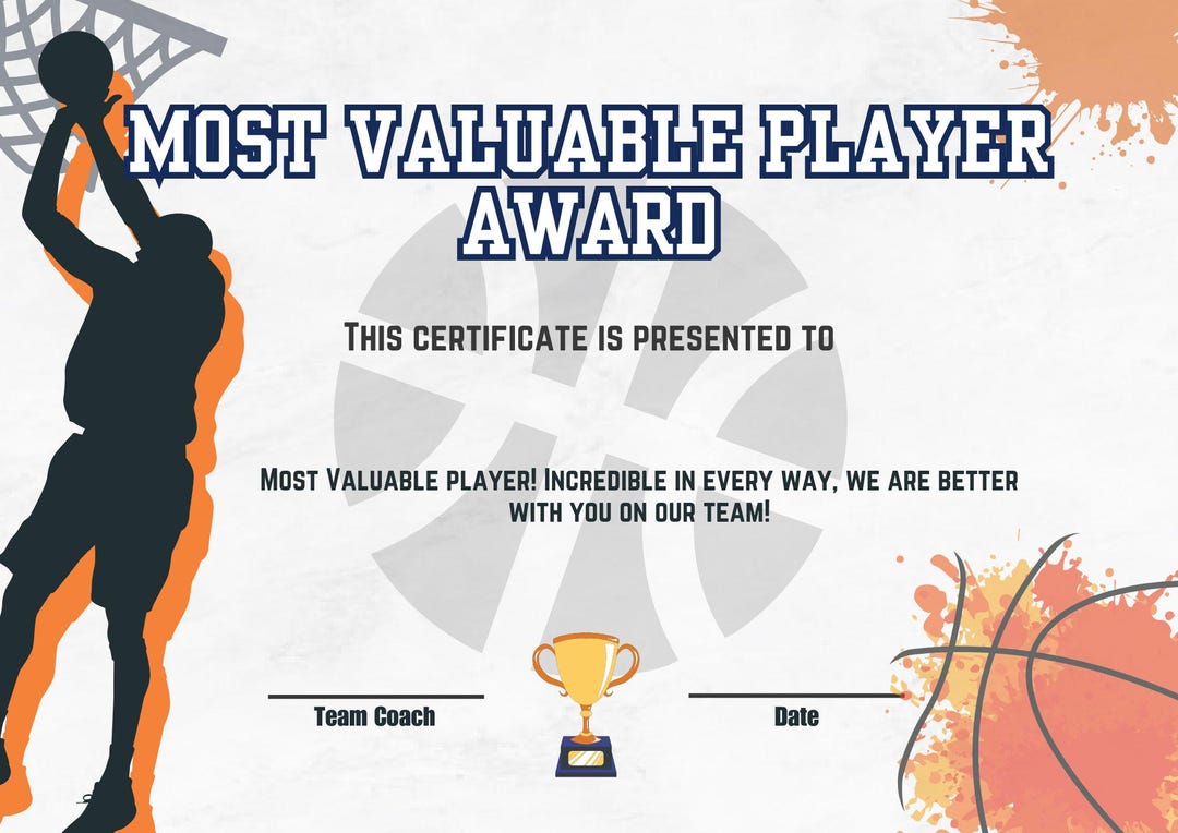Printable Basketball Certificate Download Editable Basketball ...