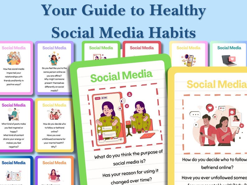 Printable Social Media Reflection Cards for Teens Focused Flashcards ...