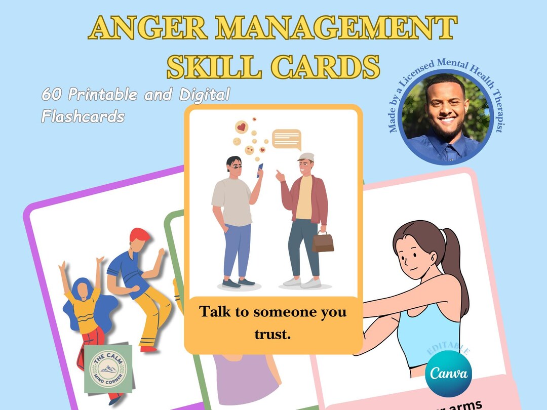 Digital Anger Management Flashcards for Teens Printable Tools for Teen ...