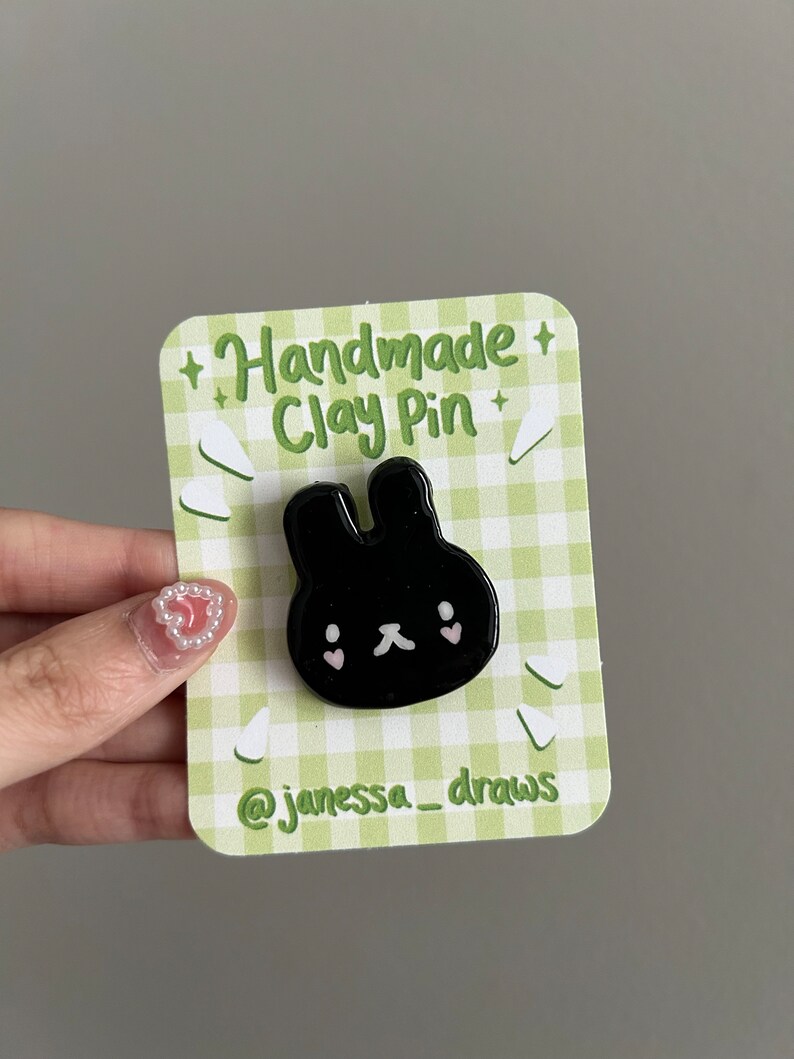 Cute Handmade Bunny Clay Pins Polymer Clay Hand Sculpted Hand Painted ...
