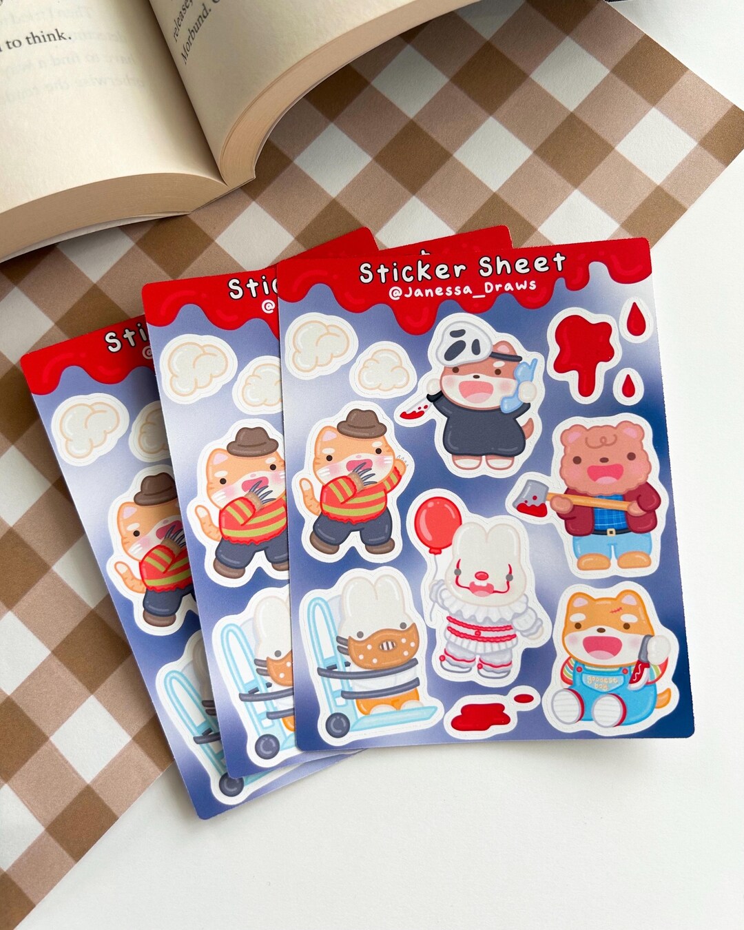 Horror Movie Character Sticker Sheet Handmade Matte Vinyl Halloween ...