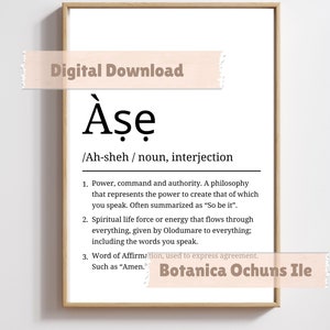 Ase Definition, African Yoruba Word, English Meaning, Wall Art, Digital ...