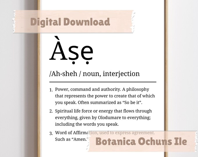 Ase Definition, African Yoruba Word, English Meaning, Wall Art, Digital ...