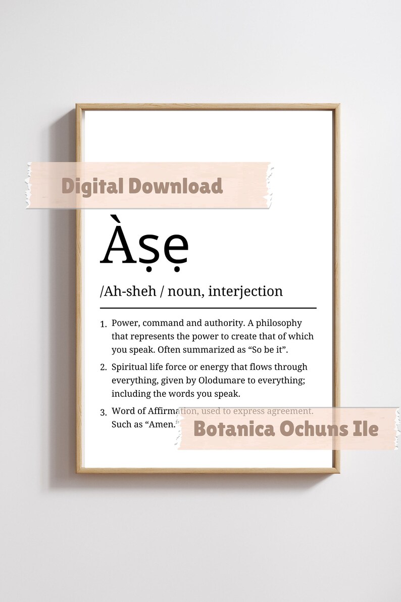 Ase Definition, African Yoruba Word, English Meaning, Wall Art, Digital ...