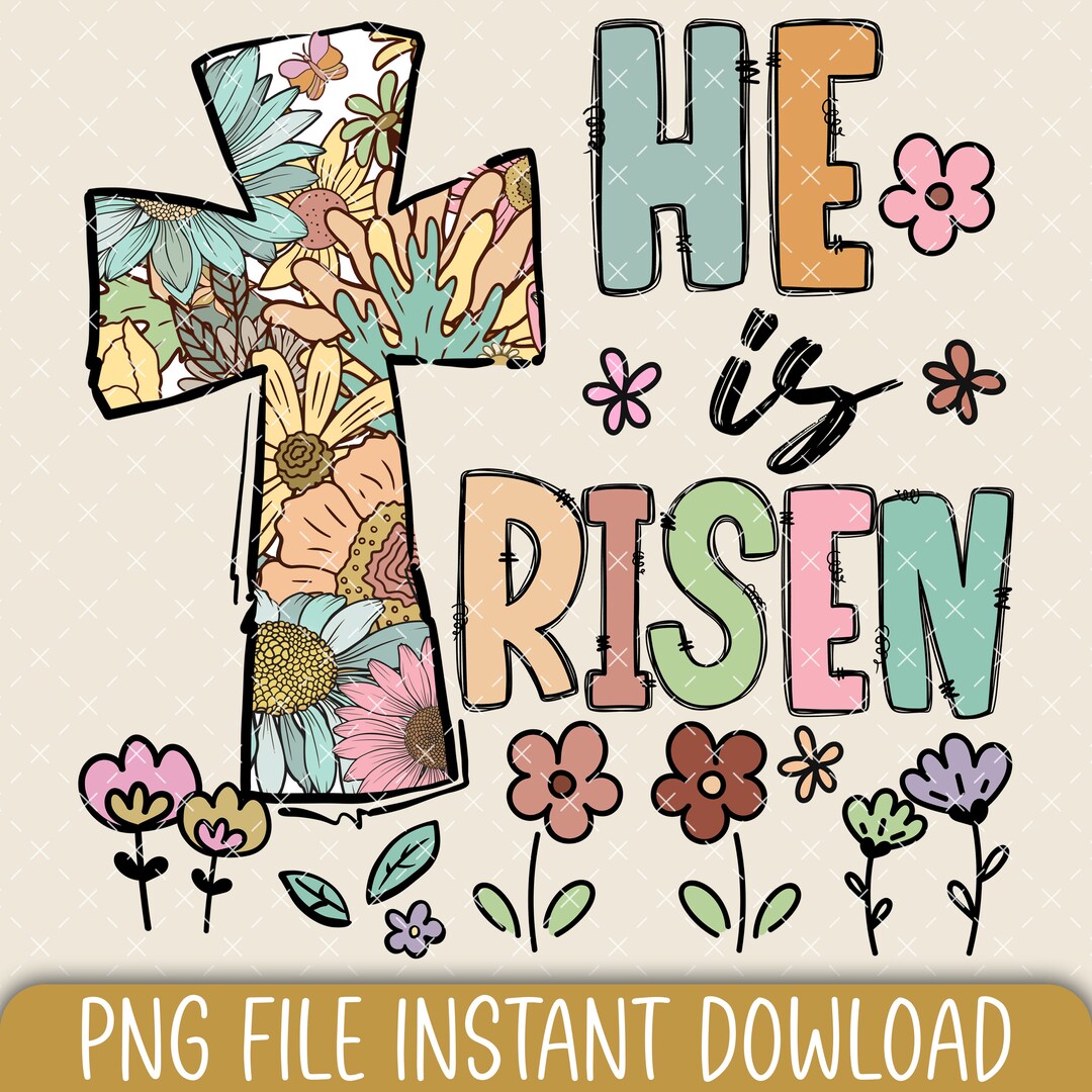 He is Risen Png, Matthew 28:6, Retro Easter Png, Easter Christian Png ...
