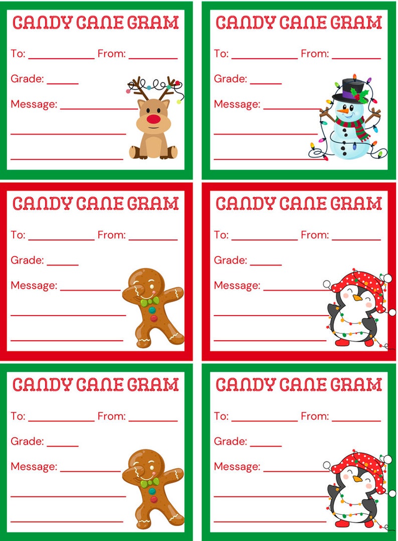 Candy Cane Grams - Digital Printable - Etsy