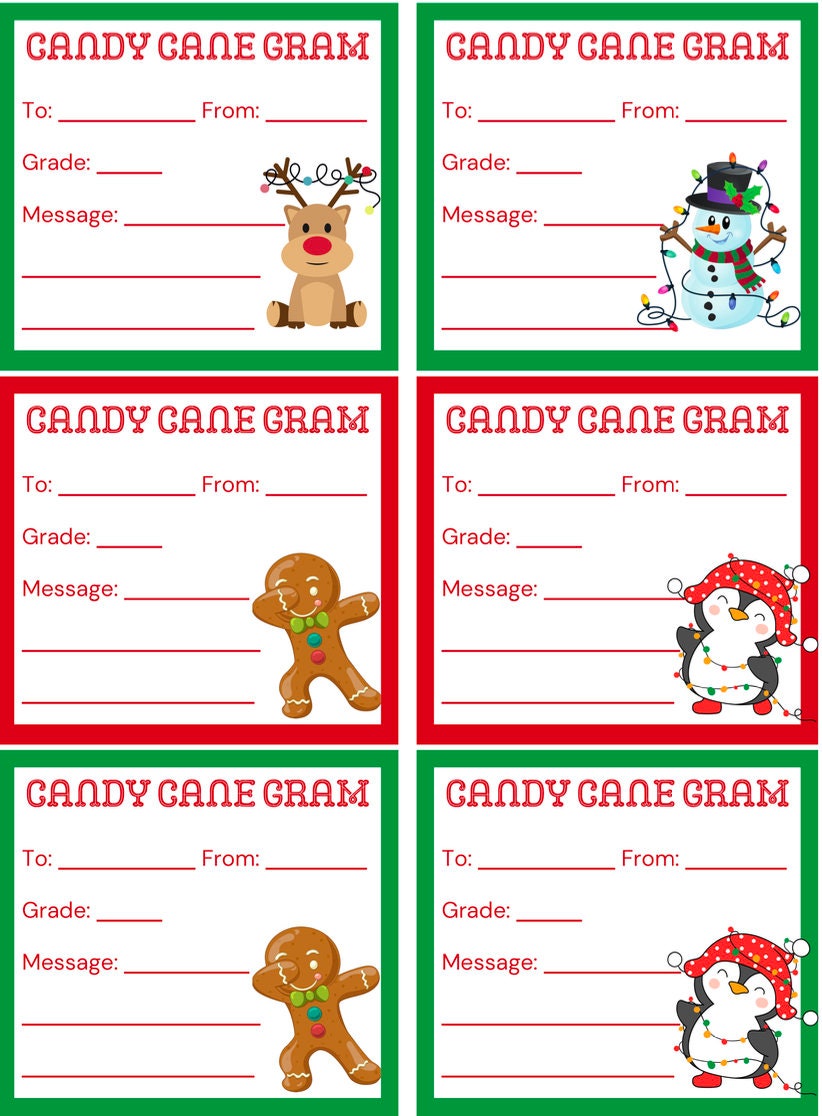 Candy Cane Grams - Digital Printable - Etsy