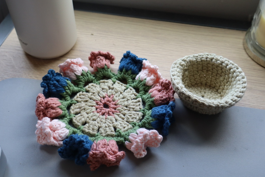 Flower Pot Coaster Crochet Medium Size - Etsy