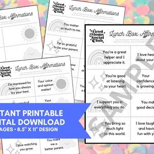 Printable Lunch Box Affirmation Notes for Kids | Black and White (PDF ...