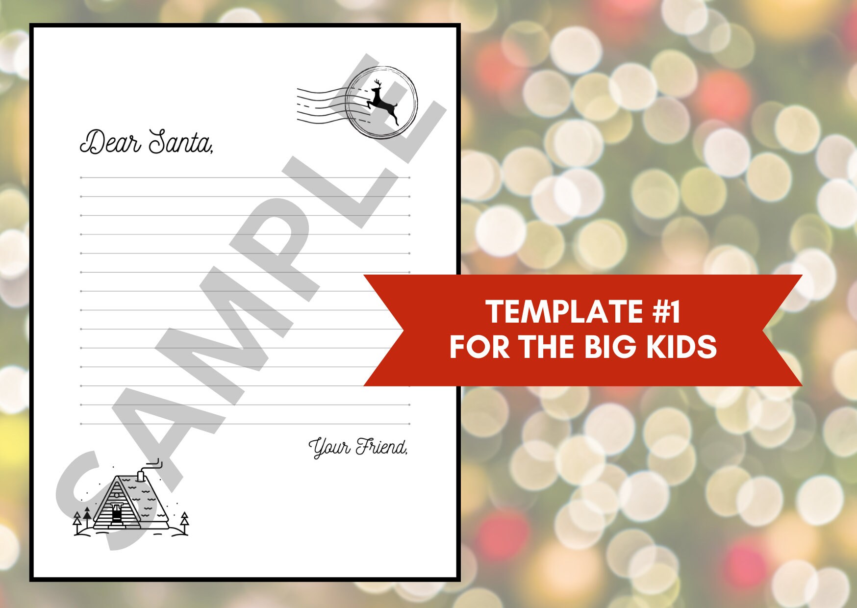 Printable Letters to Santa Template | PDF + PNG | Black and White ...