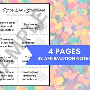 Printable Lunch Box Affirmation Notes for Kids PDF PNG Black and White ...