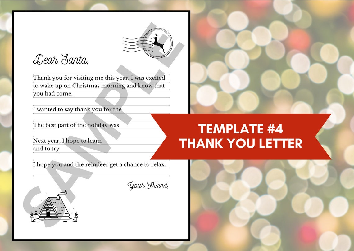 Printable Letters to Santa Template | PDF + PNG | Black and White ...
