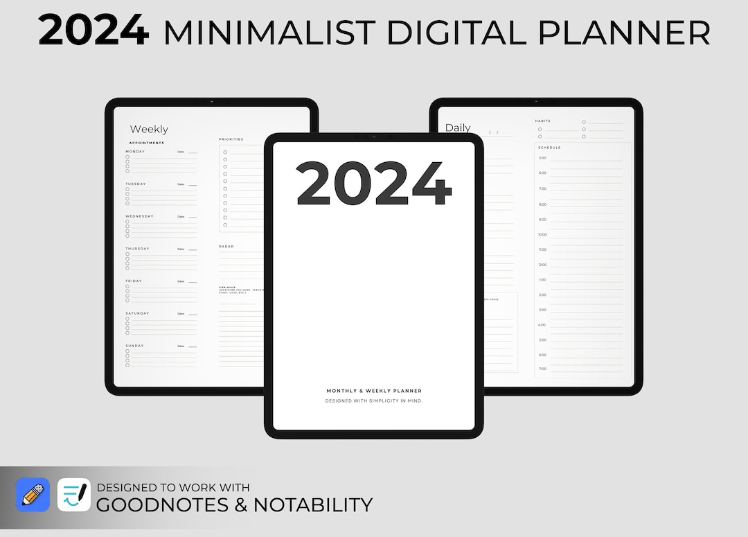 2024 Digital Productivity Planner Dated Weekly Monthly Yearly Calendar ...