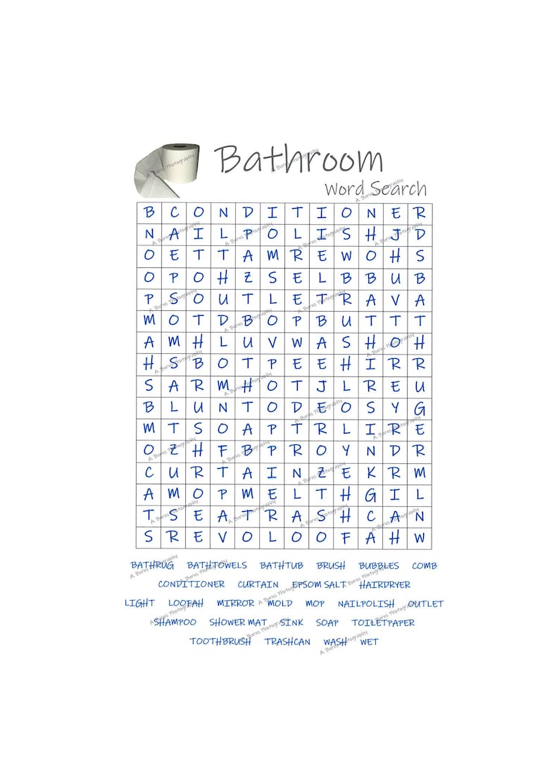 Bathroom Word Search - Etsy