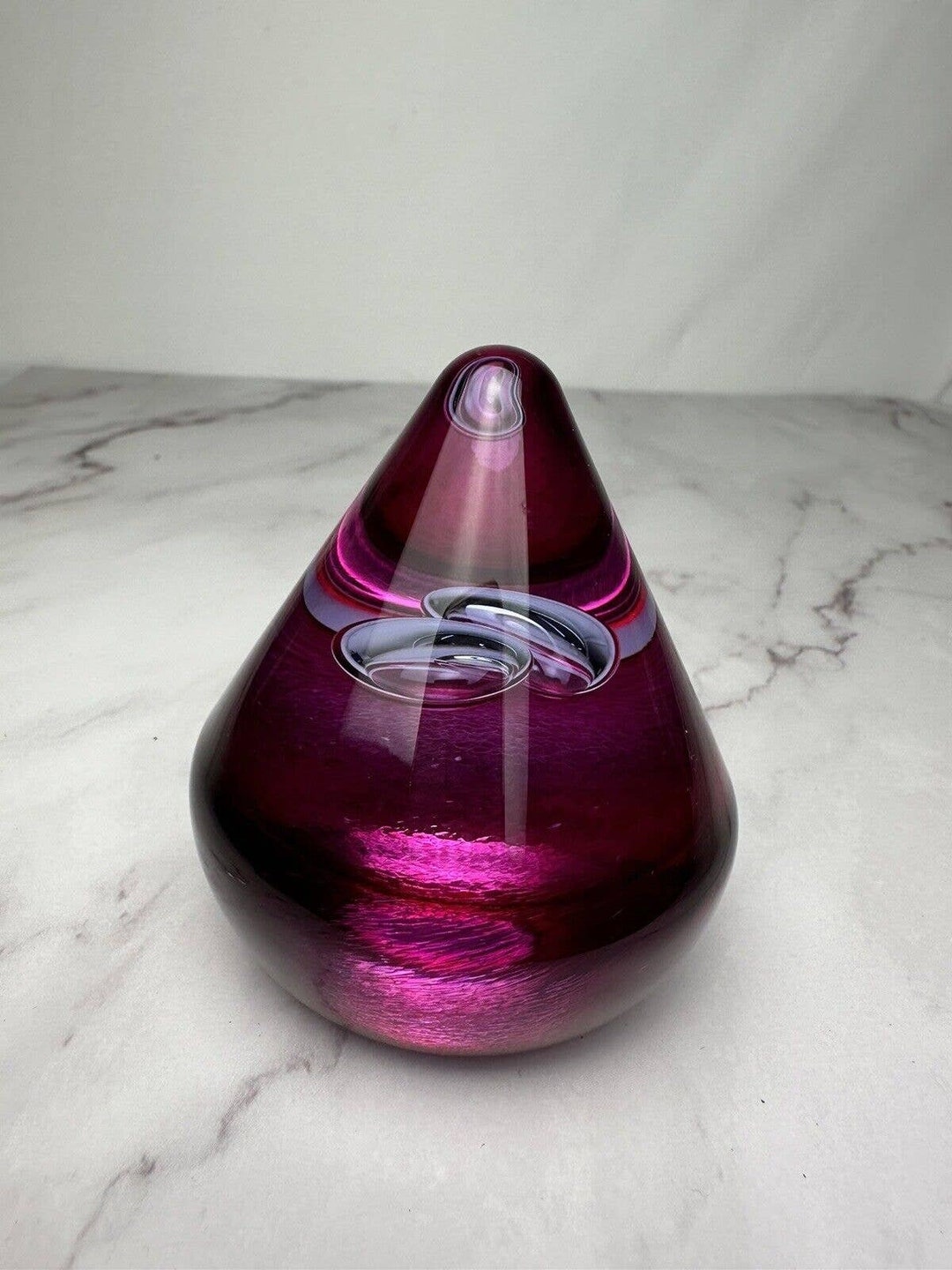 Art Glass Cone Paperweight Pink Fuchsia Twin Bubbles - Etsy