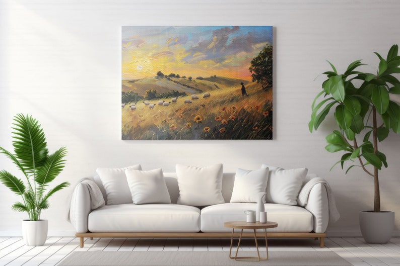 Shepherds Sunrise Shepherd With Flock at Dawn Golden Morning Light ...