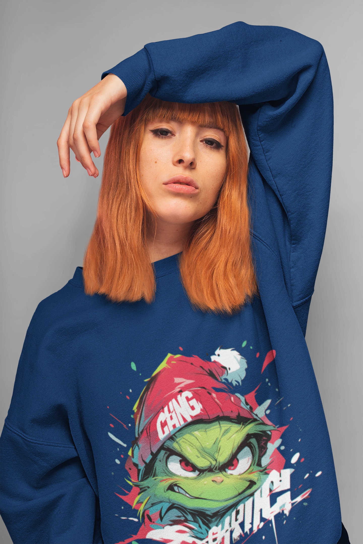 Cartoon-style Grinch Christmas Sweatshirt, the Grinch Stole Christmas ...