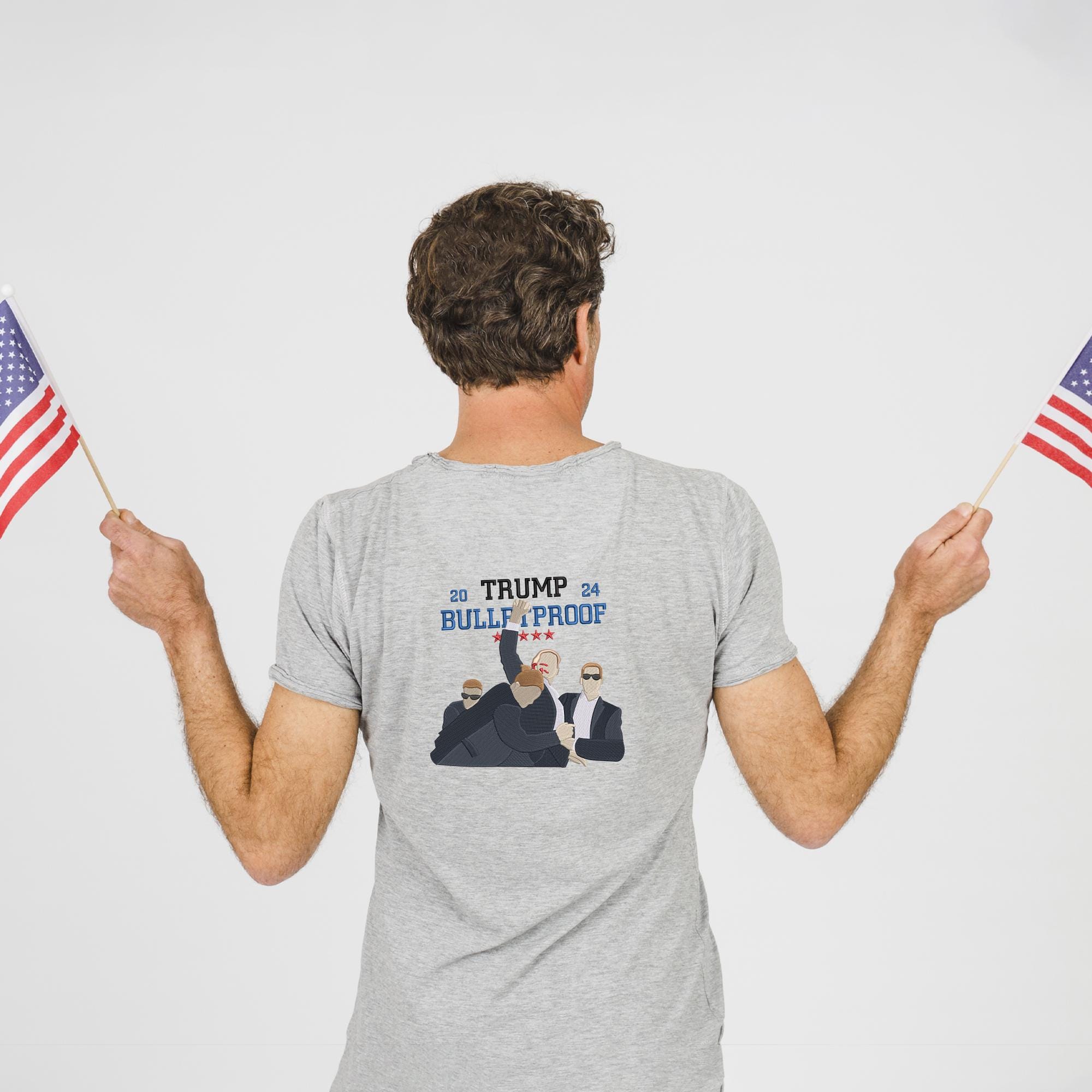 Bulletproof Trump 2024 Embroidery Design, Trump Fist in Air After Shot ...