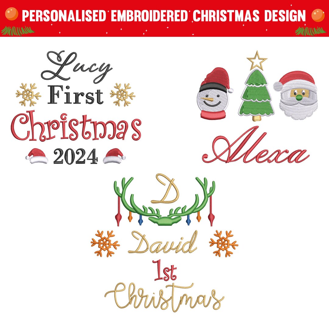 My First Christmas Embroidery Design, Custom Machine Embroidery Design ...