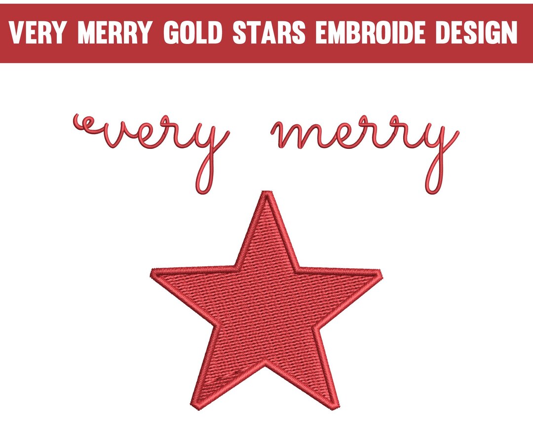 Christmas Star Machine Embroidery Pattern, Very Merry Gold Star ...