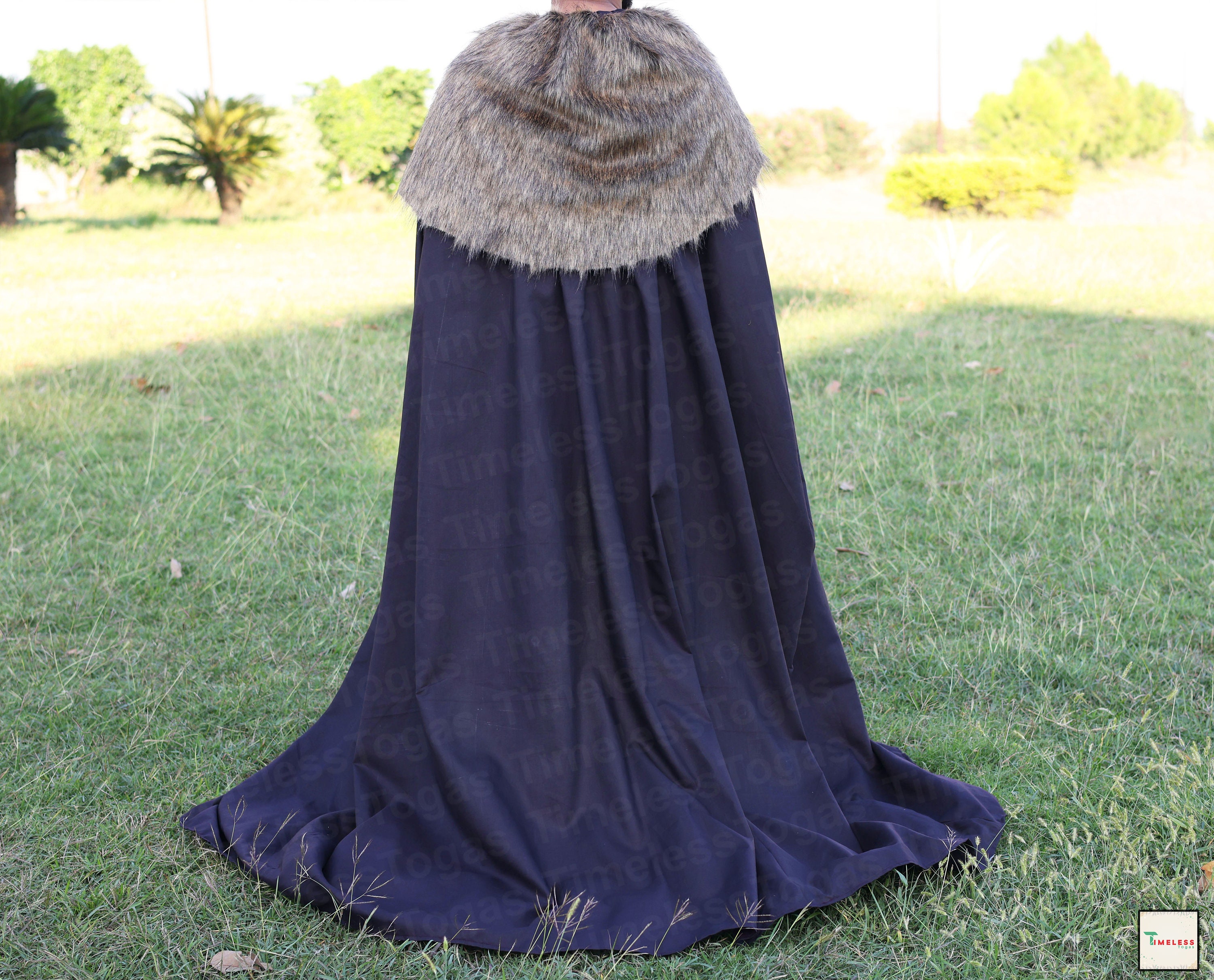 Wizard Viking Ranger Cape Cloak, Medieval Renaissance Fur Cloak, Ren ...