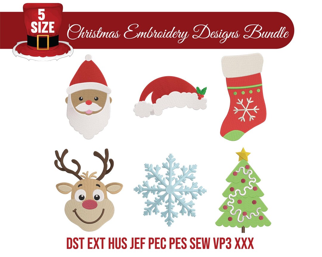Christmas Embroidery Designs Bundle, Xmas Machine Embroidery Bundle ...