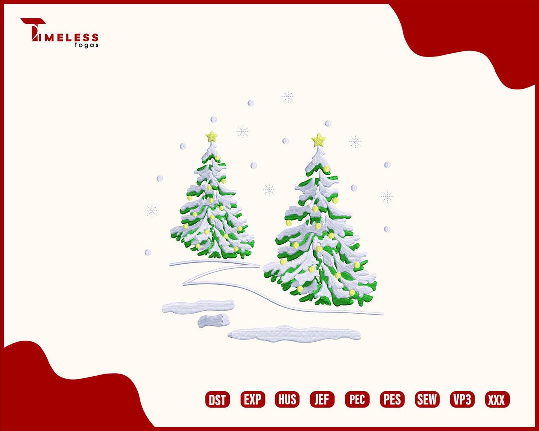 Tree Under Snow Embroidery Designs, Vintage Christmas Tree Machine ...