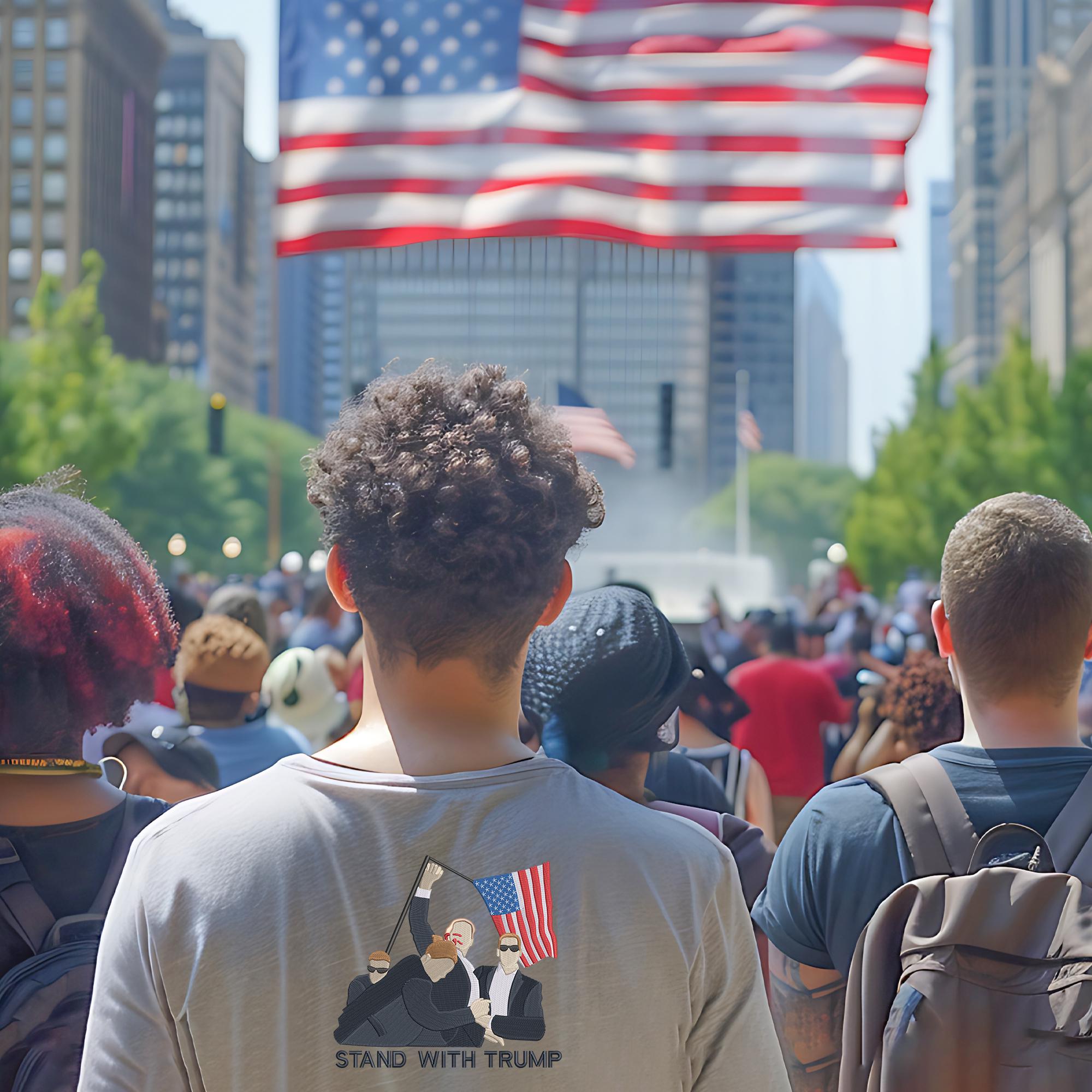 Stand With Trump Machine Embroidery, Trump Fist Raised in Air ...