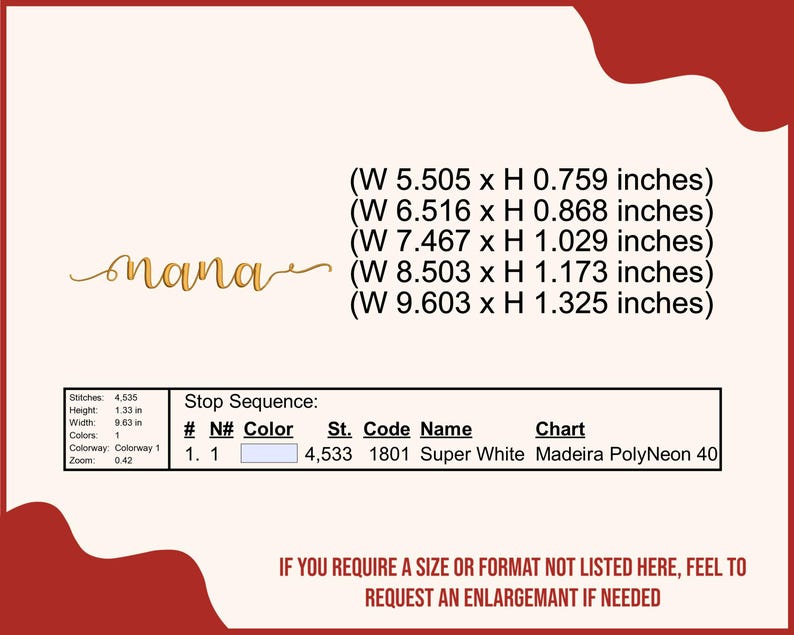 Nana Machine Embroidery Design, Nana Script Embroidery File ...