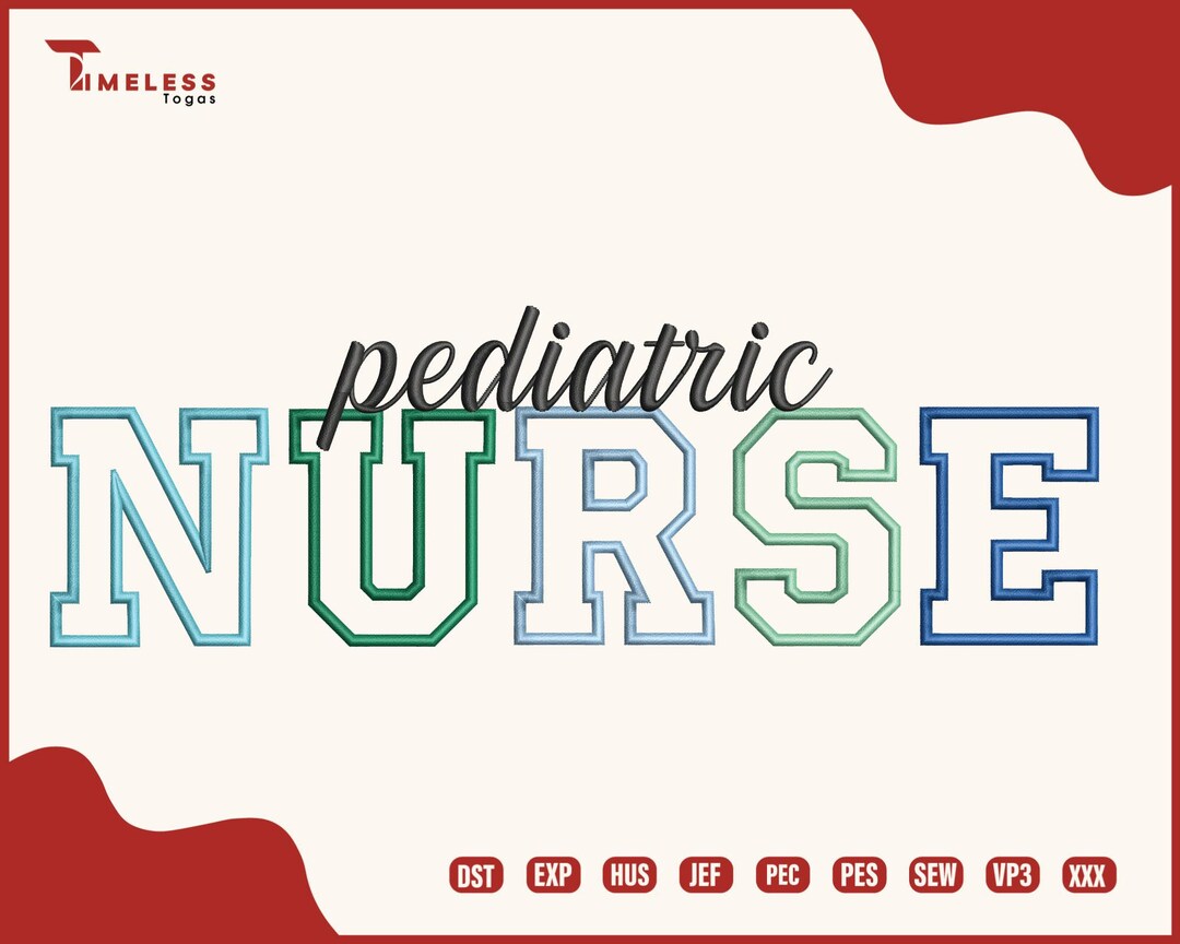 Pediatric Nurse Embroidery Design, Letter Embroidery Digital Design for ...