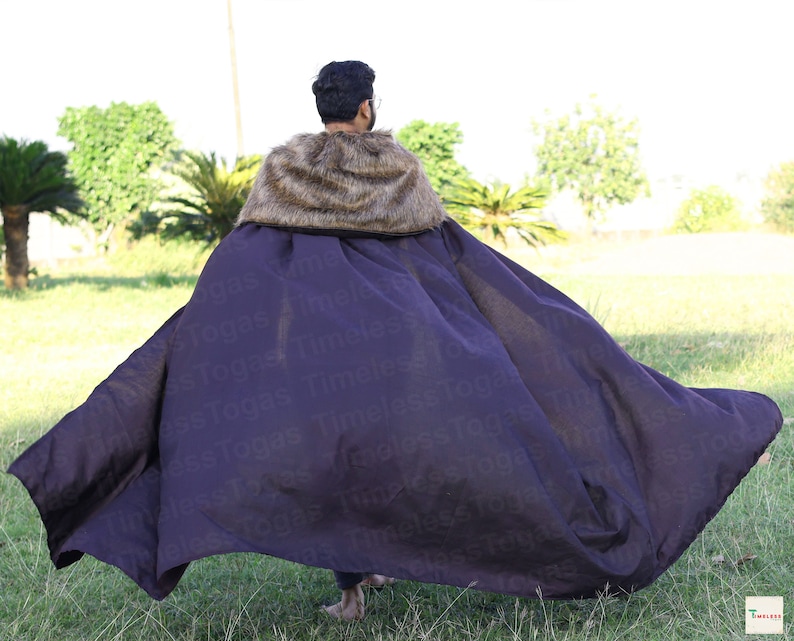 Wizard Viking Ranger Cape Cloak, Medieval Renaissance Fur Cloak, Ren ...