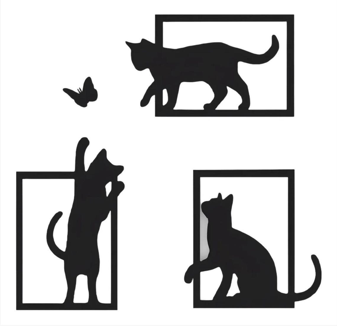 3D Printed Black Cat Wall Decor Set: Playful Modern Framesdesigns Were ...