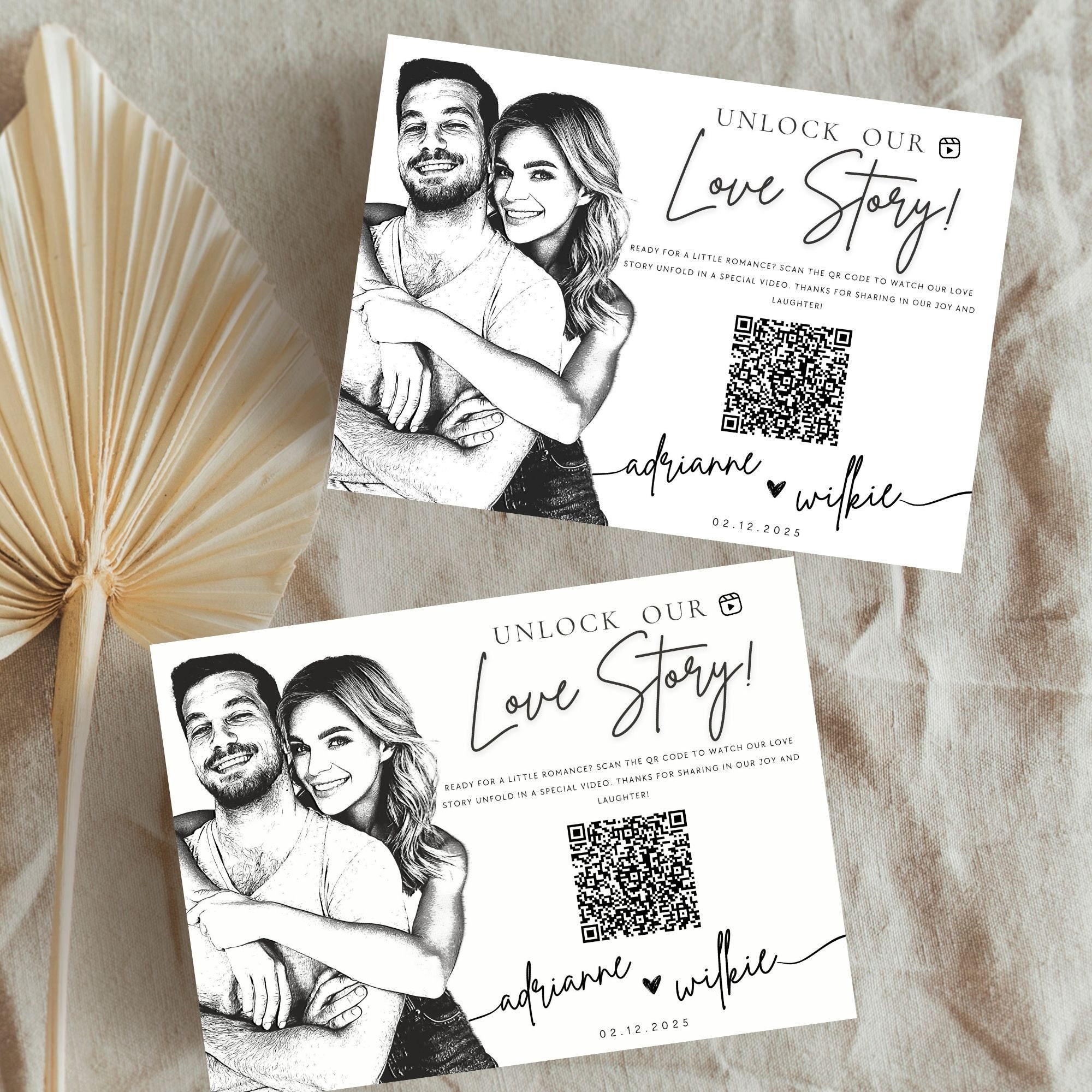 Love Story QR Code Editable Printable Card, Modern Wedding Essentials ...