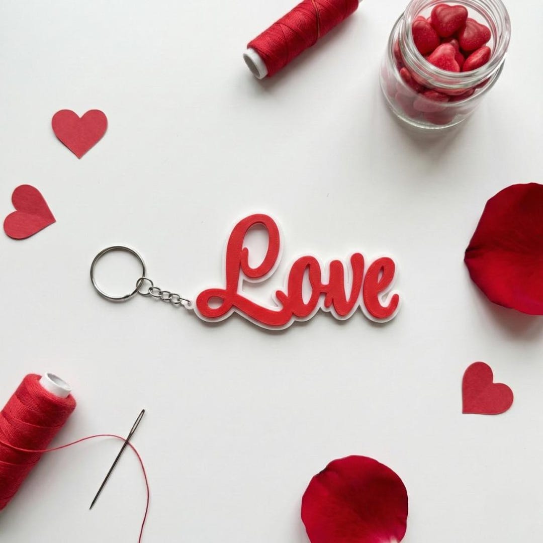 Love Keychain 3D Printed | Valentine Gift | Romantic Bag Charm ...