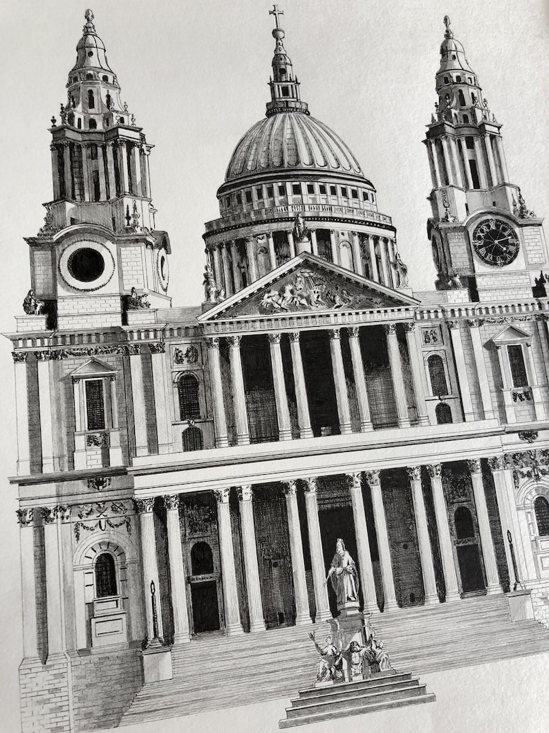 St. Paul's Cathedral, London, Pen & Pencil, Original Art 11x14 - Etsy