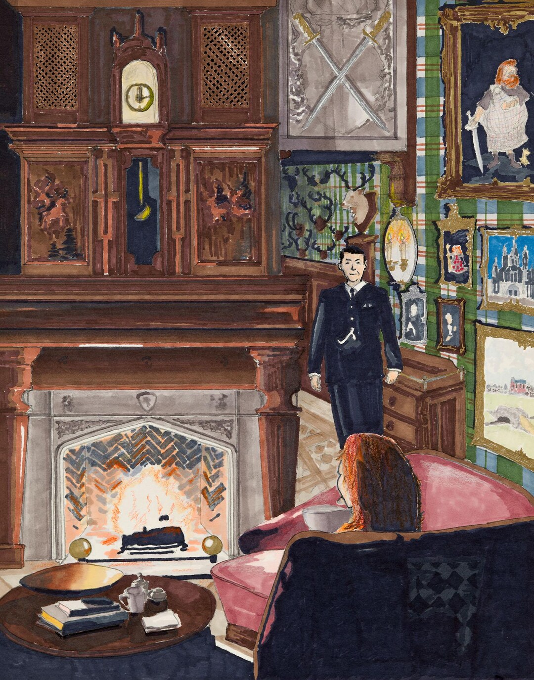 Scottish Hunting Lodge, Original Art 11x14 - Etsy