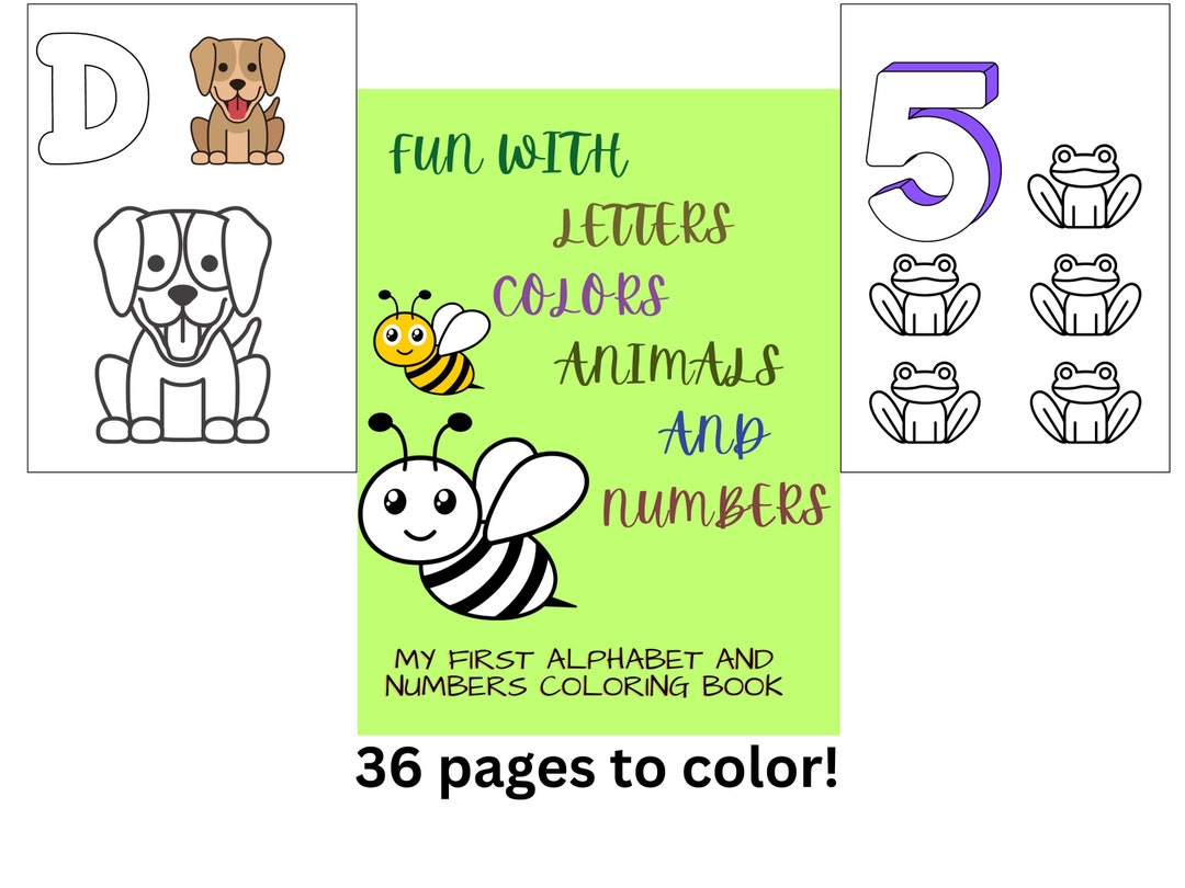 My First Alphabet and Numbers Coloring Pages, 36 Pages, Digital ...