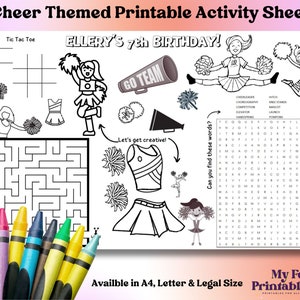Printable Activity Sheet, Cheer Party Printable, Cheer Party Decor ...