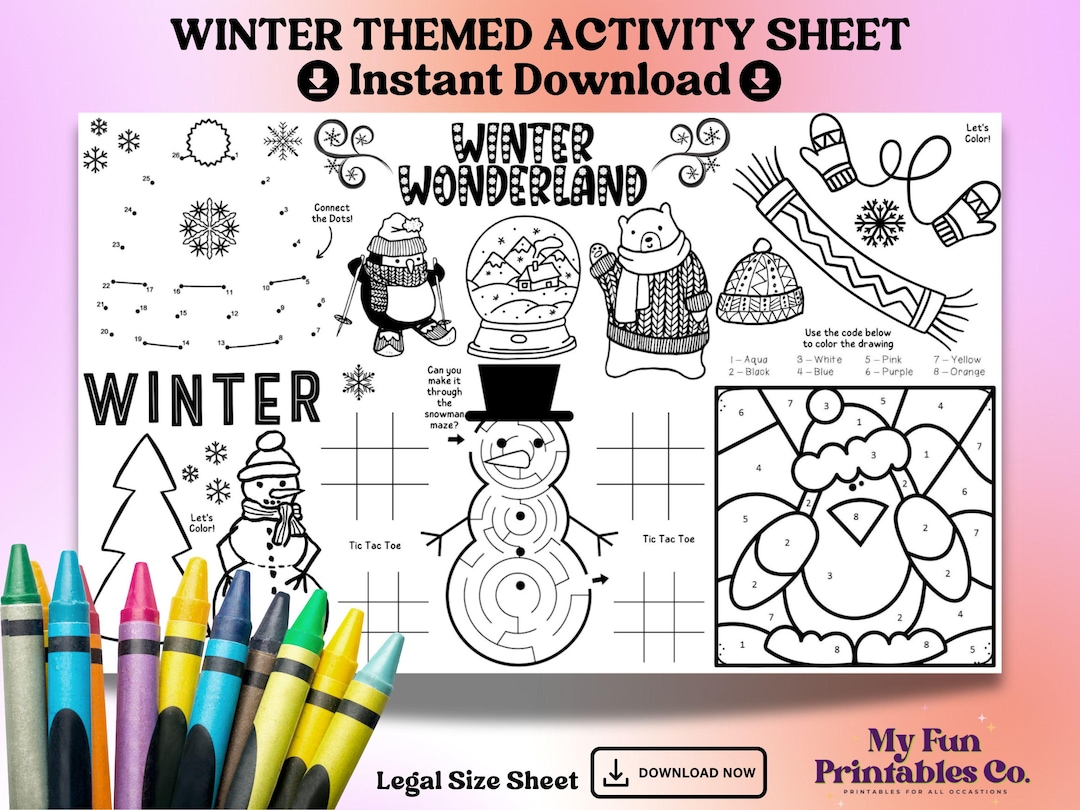 Winter Activity Sheet, Winter Printable, Winter Printable Activity ...
