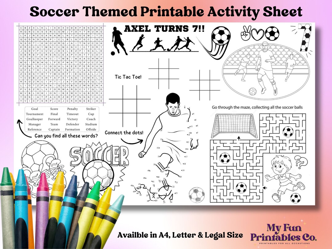 Personalized Soccer Party Activity Sheet: Printable Coloring Page (PDF ...