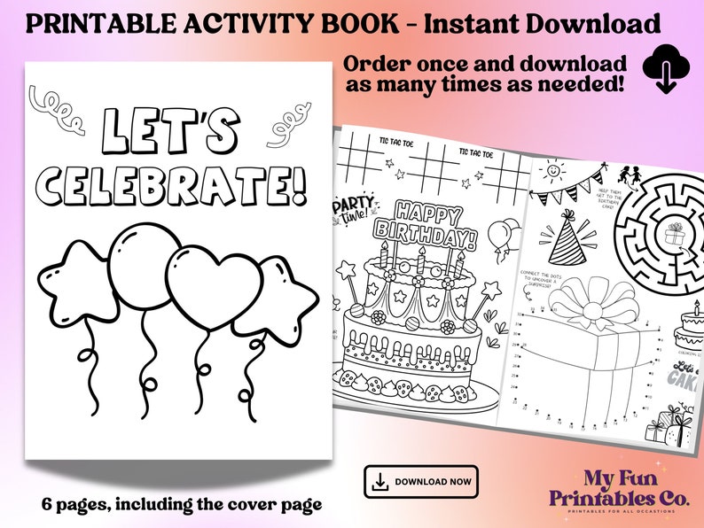 Printable Activity Book, Party Printable, Printable Party Decor ...