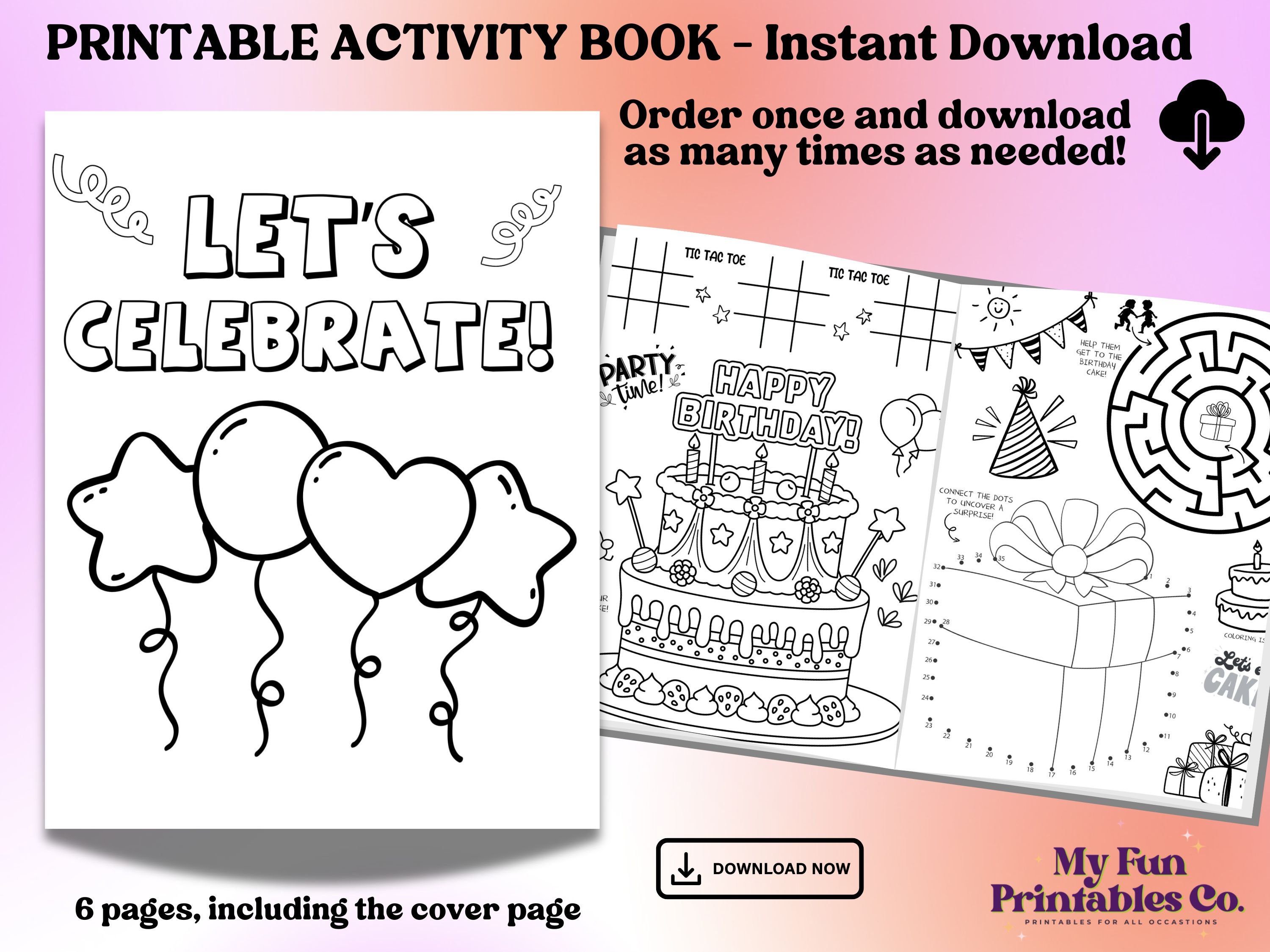 Printable Activity Book, Party Printable, Printable Party Decor ...