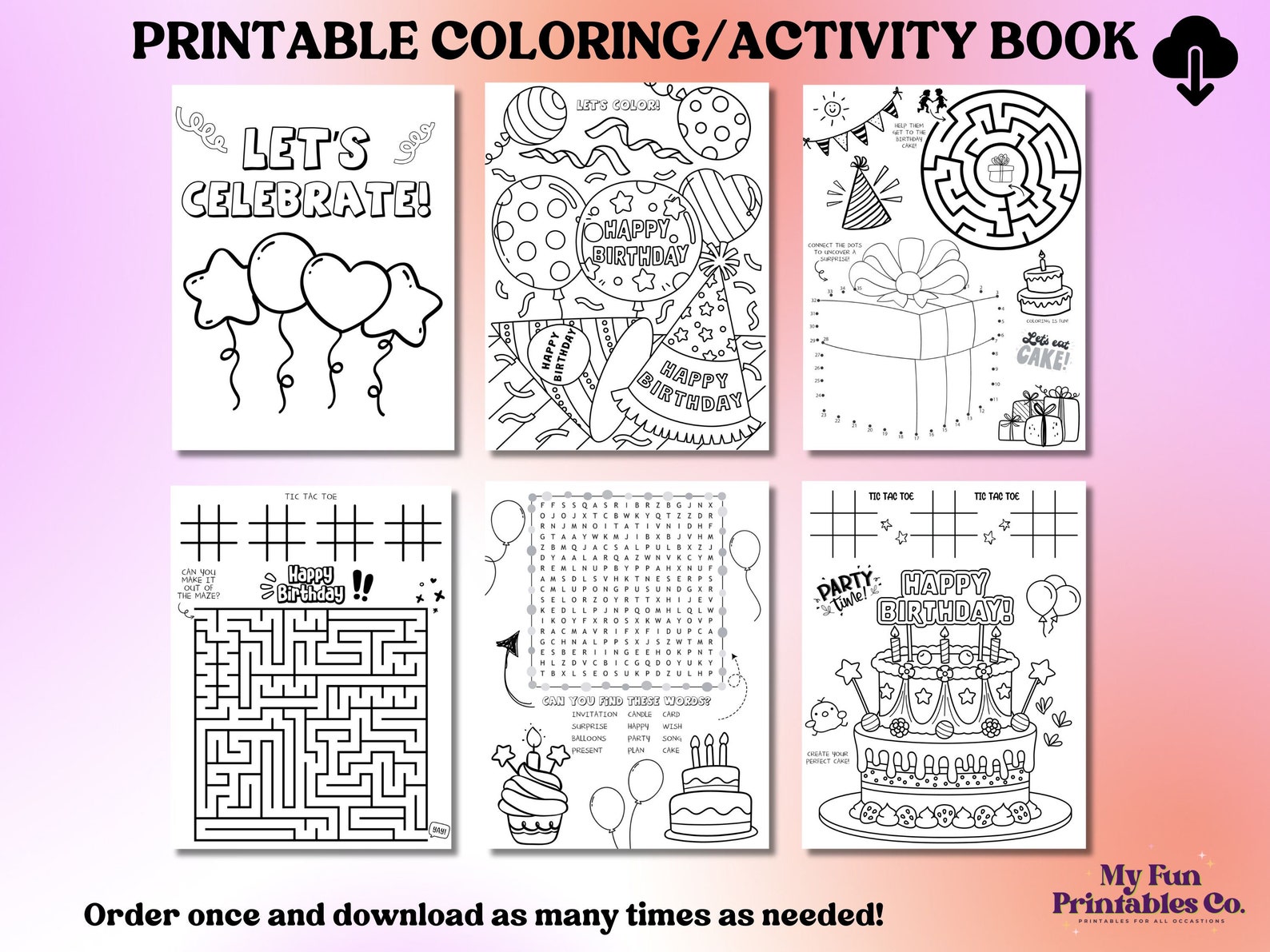 Printable Activity Book, Party Printable, Printable Party Decor ...