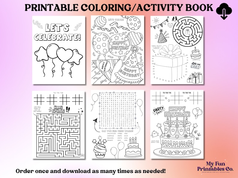 Printable Activity Book, Party Printable, Printable Party Decor ...