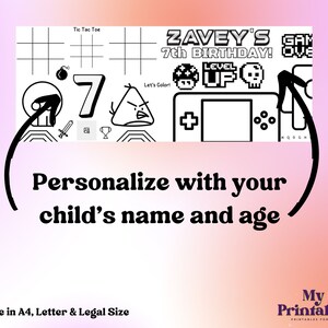 Printable Activity Sheet, Gaming Party Printable, Gaming Party Decor ...