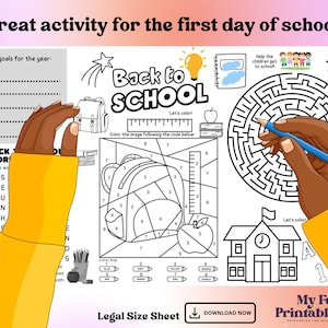 Back to School Activity Sheet: Printable Coloring Page (PDF & JPEG) - Etsy